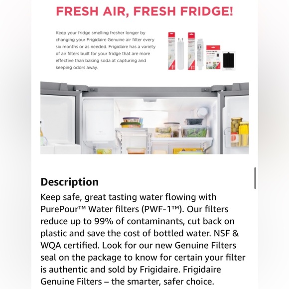 Frigidaire | Kitchen | Frigidaire Fppwfu Purepour Pwf1 Water Filter ...